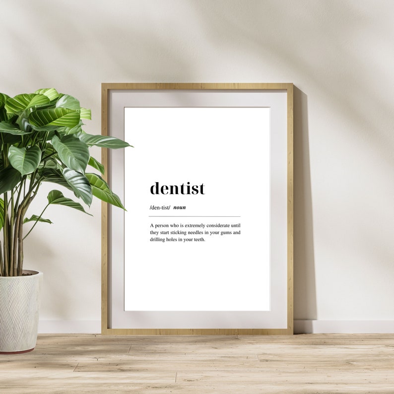 Printable Dentist Definition Fun Dictionary Art, Great Graduation Gift ...