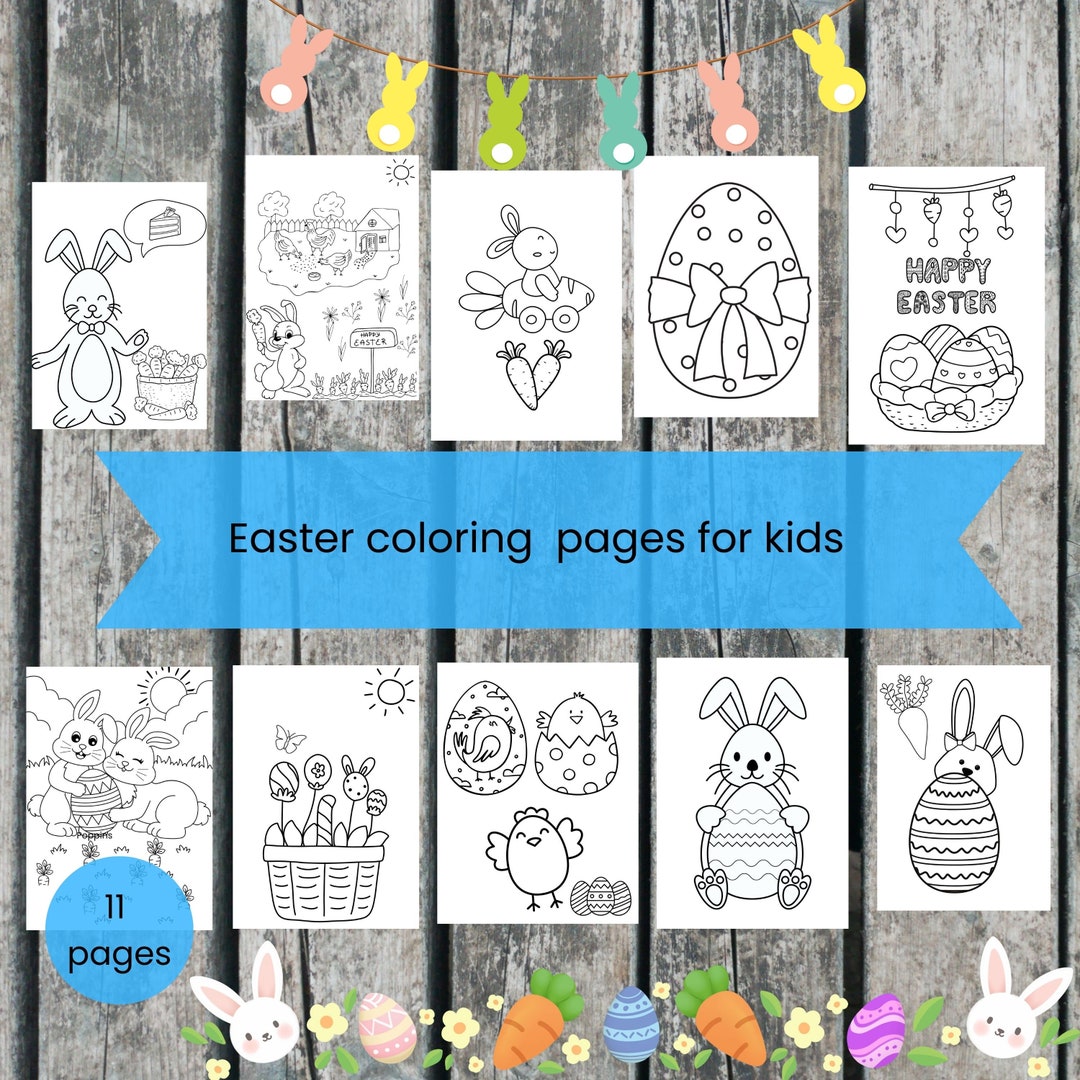 Easter Coloring for Kids, Happy Easter Coloring, 11 Printable Easter ...