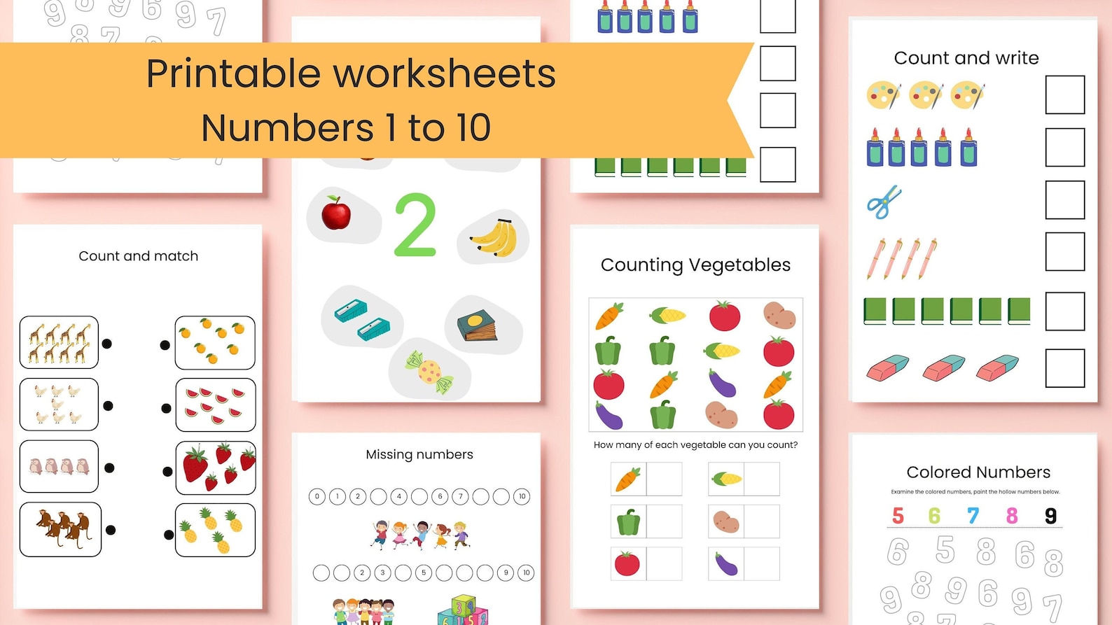 Numbers Activity Worksheet for Kids - Etsy