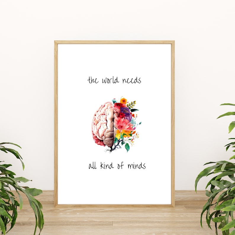 Diversity and Inclusion Printable Art, Neurodiversity Brain Poster for ...