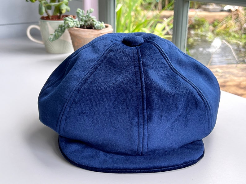 Handmade Navy Blue Velvet Baker Boy Cap, Peaky Blinders Style - Etsy