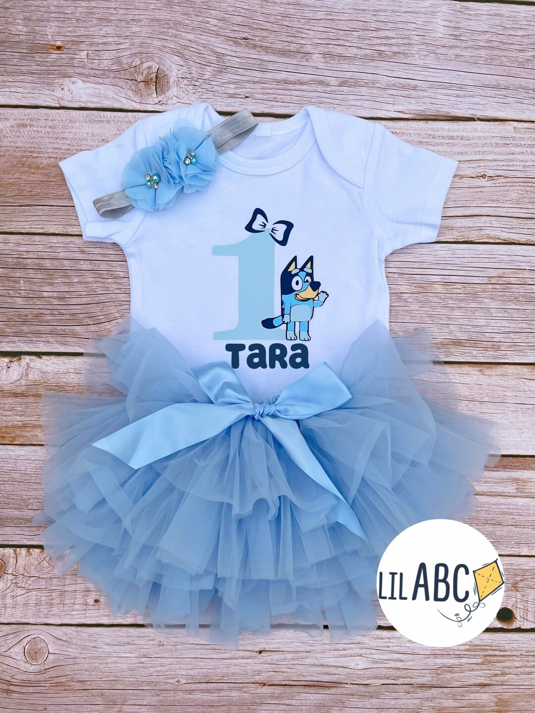 Personalised Bluey First Birthday One Year Old Cake Smash Baby Girl ...