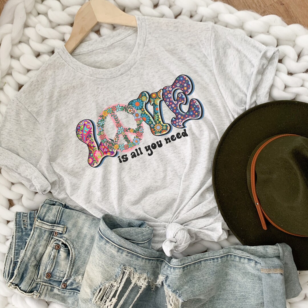 Love is All You Need Shirt, Peace Sign Shirt, Floral T Shirt, Peace ...
