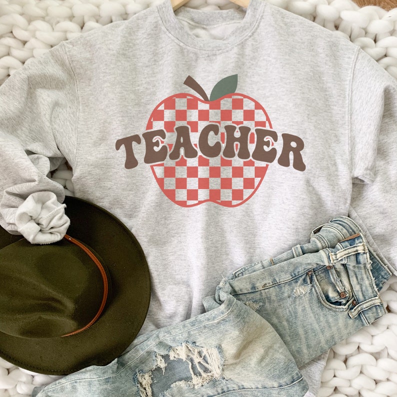 Retro Teacher Sweatshirt Retro Teacher Sweatshirts Teacher Etsy