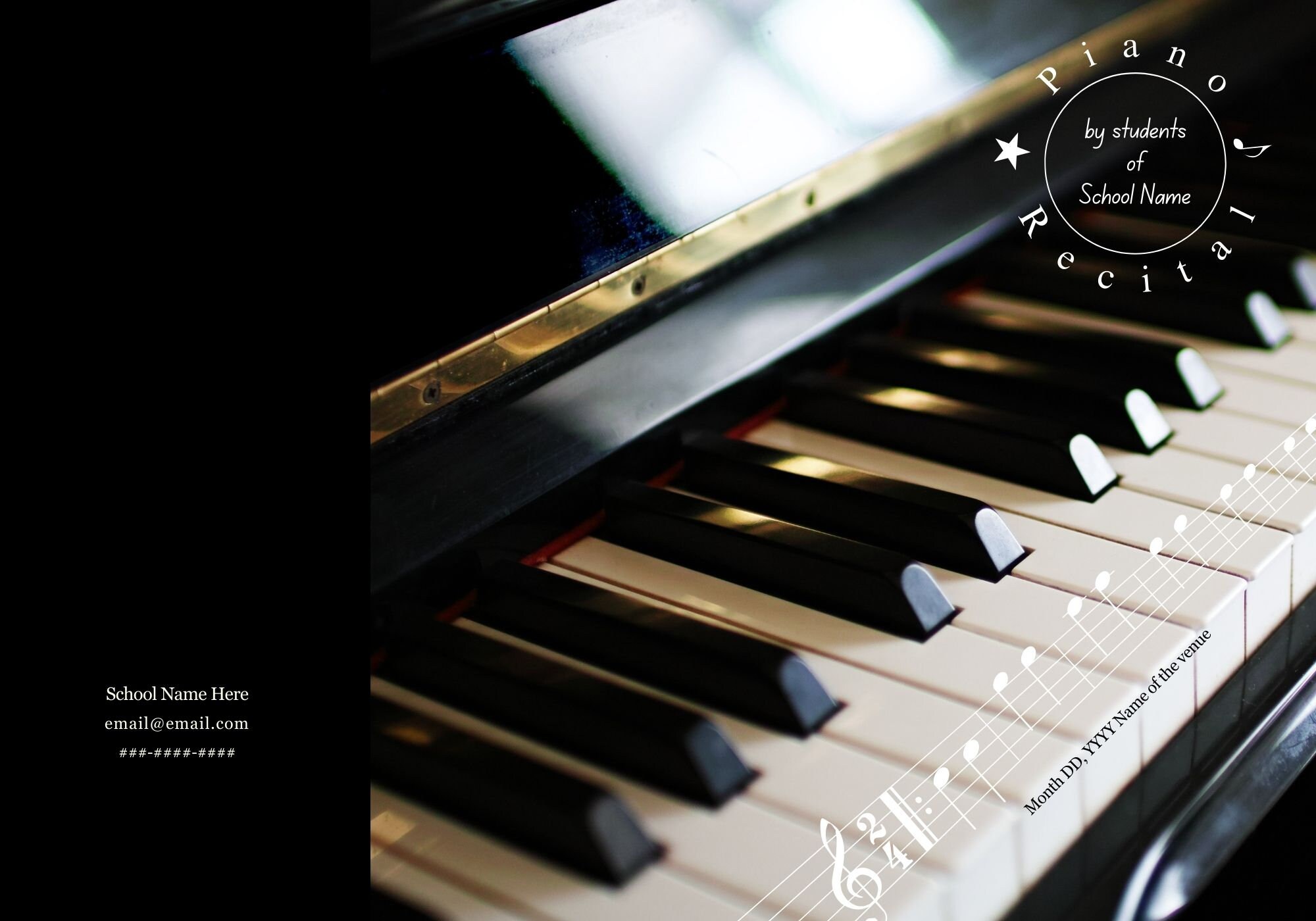 Piano Recital Program Template: Bifold Design, Editable on Canva ...