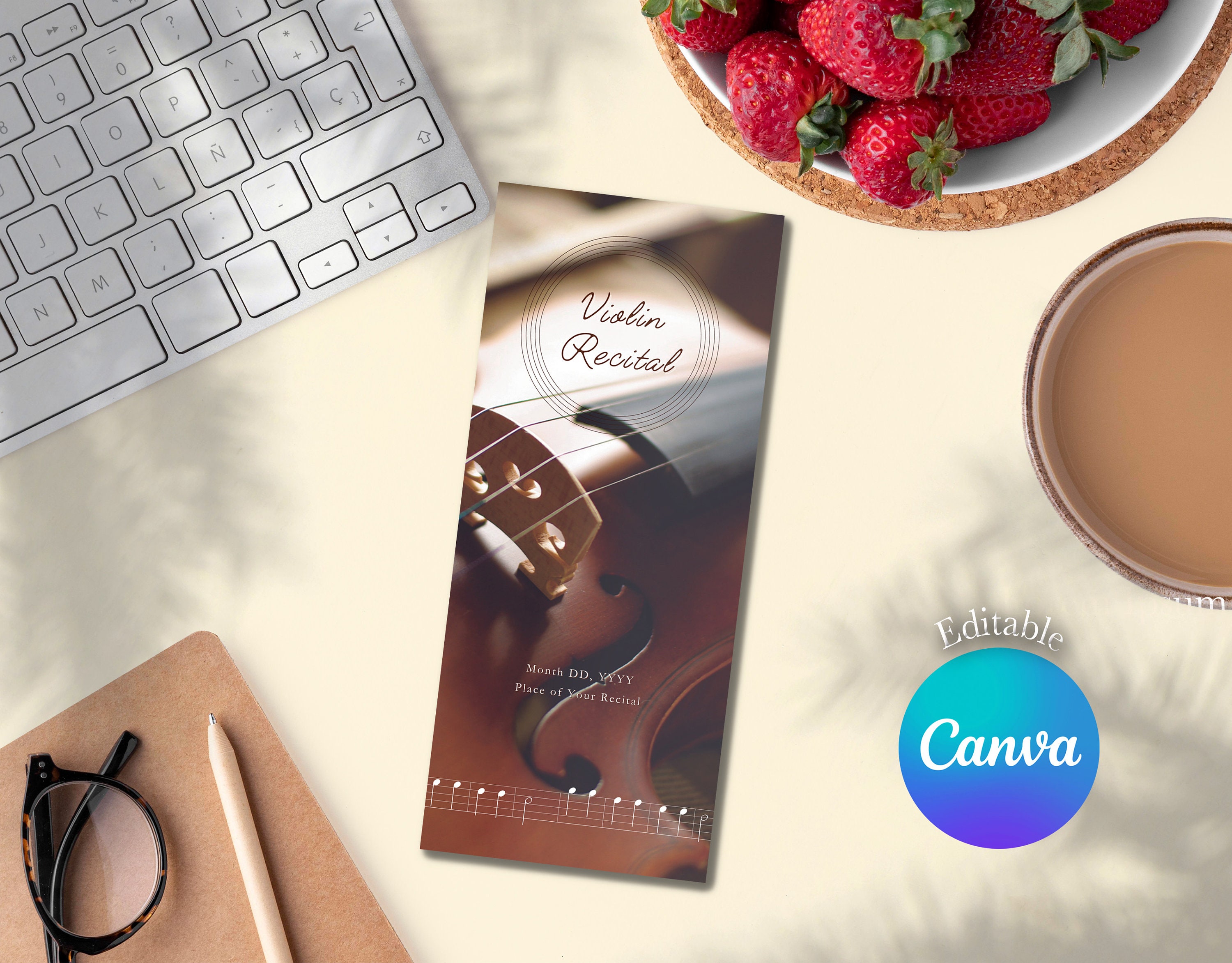 Violin Recital Program Trifold- Digital Download 11" X 8.5" (8.5" X 3. ...