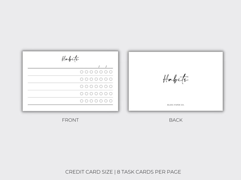 Printable Habit Tracker Planner Cards Minimal and Functional Planner ...