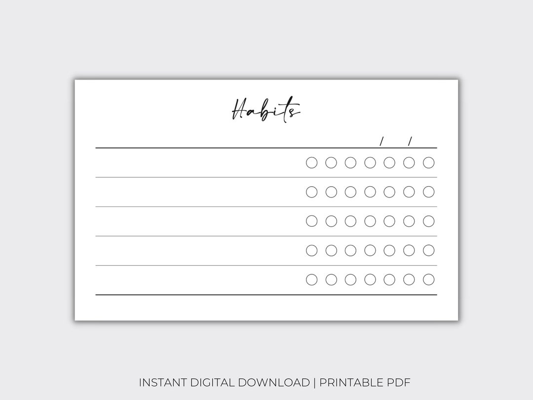 Printable Habit Tracker Planner Cards Minimal and Functional Planner ...