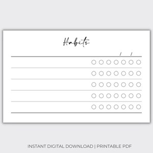 Printable Habit Tracker Planner Cards Minimal and Functional Planner ...