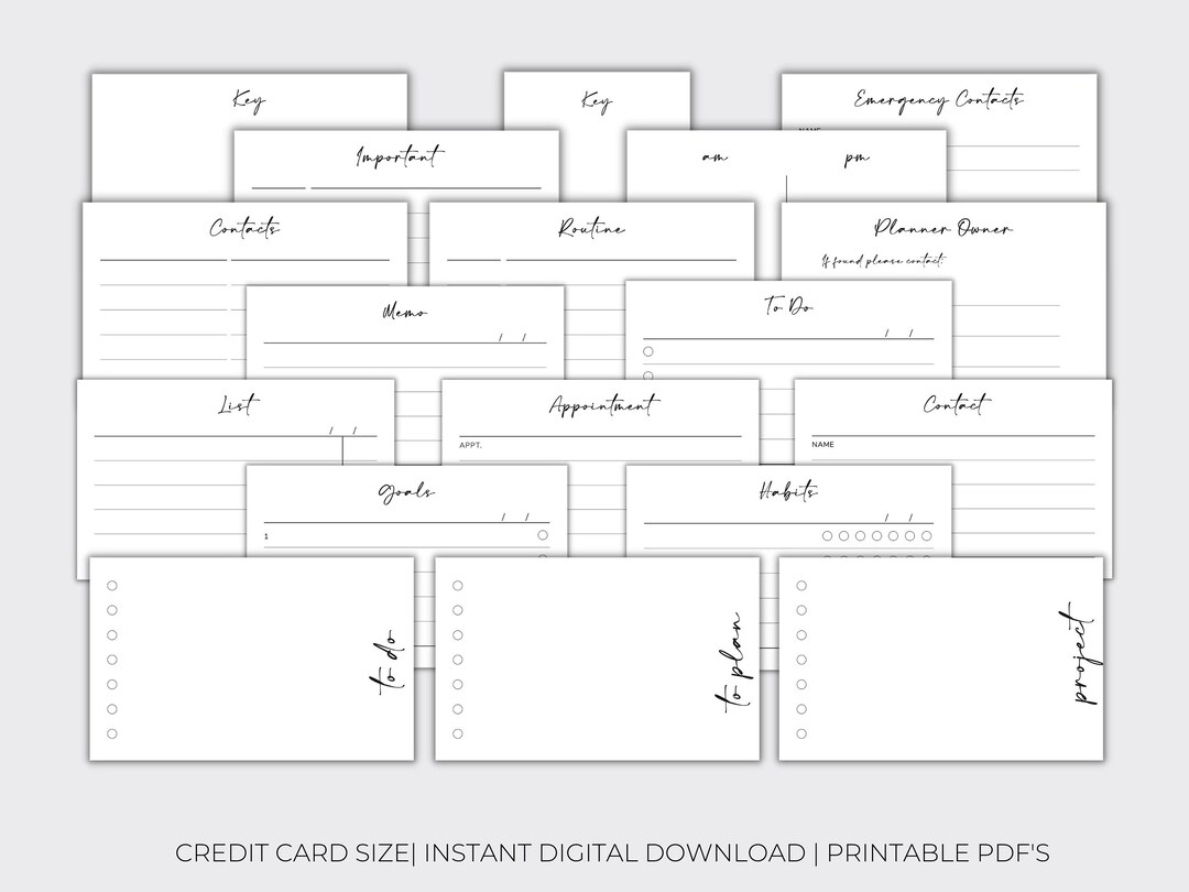 Printable Planner Cards the Everything Bundle No.1 Minimal and ...