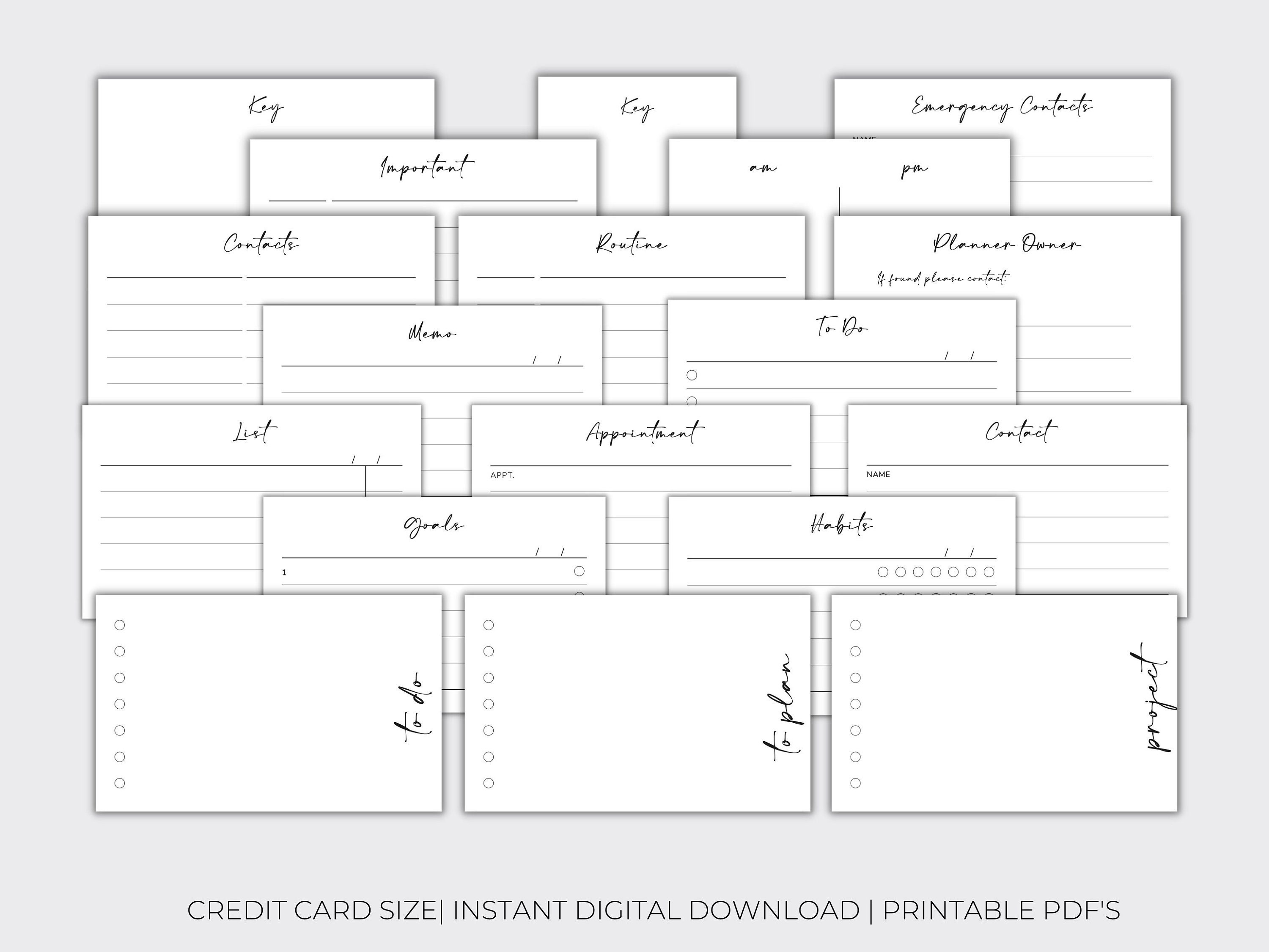 Printable Planner Cards the Everything Bundle No.1 Minimal and ...