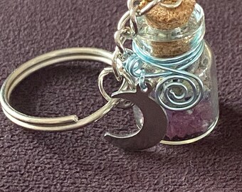 Crystal Mini Bottle Keychain Wish Bottles Keychain Mini Glass Jar ...