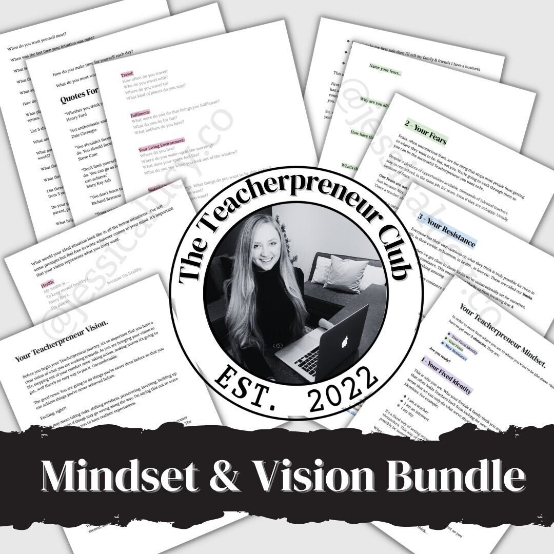Mindset & Vision Workbook für Lehrerpreneurs Business-Ressource Digital ...
