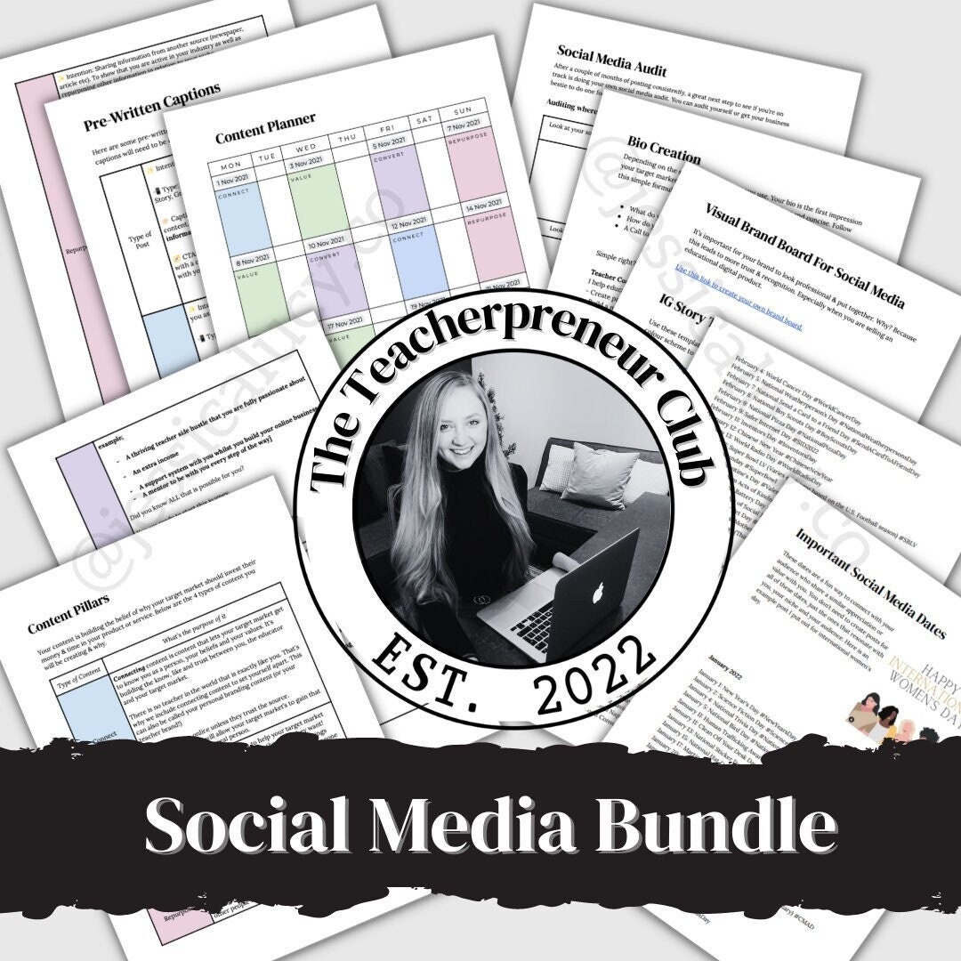 Social Media Bundle for Teacherpreneurs | Business Resource | Digital ...
