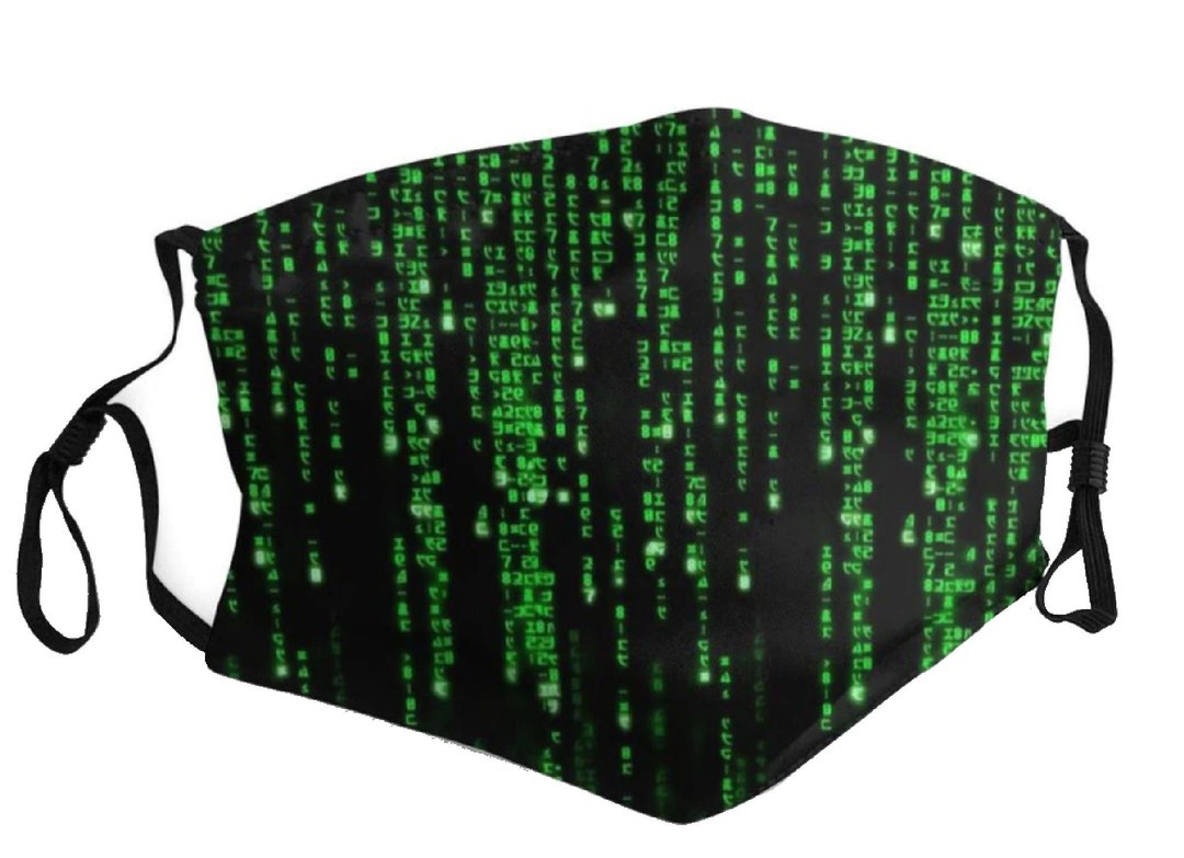 Matrix Face Mask Green Rain Binary Code Adult Adjustable Nose Wire ...