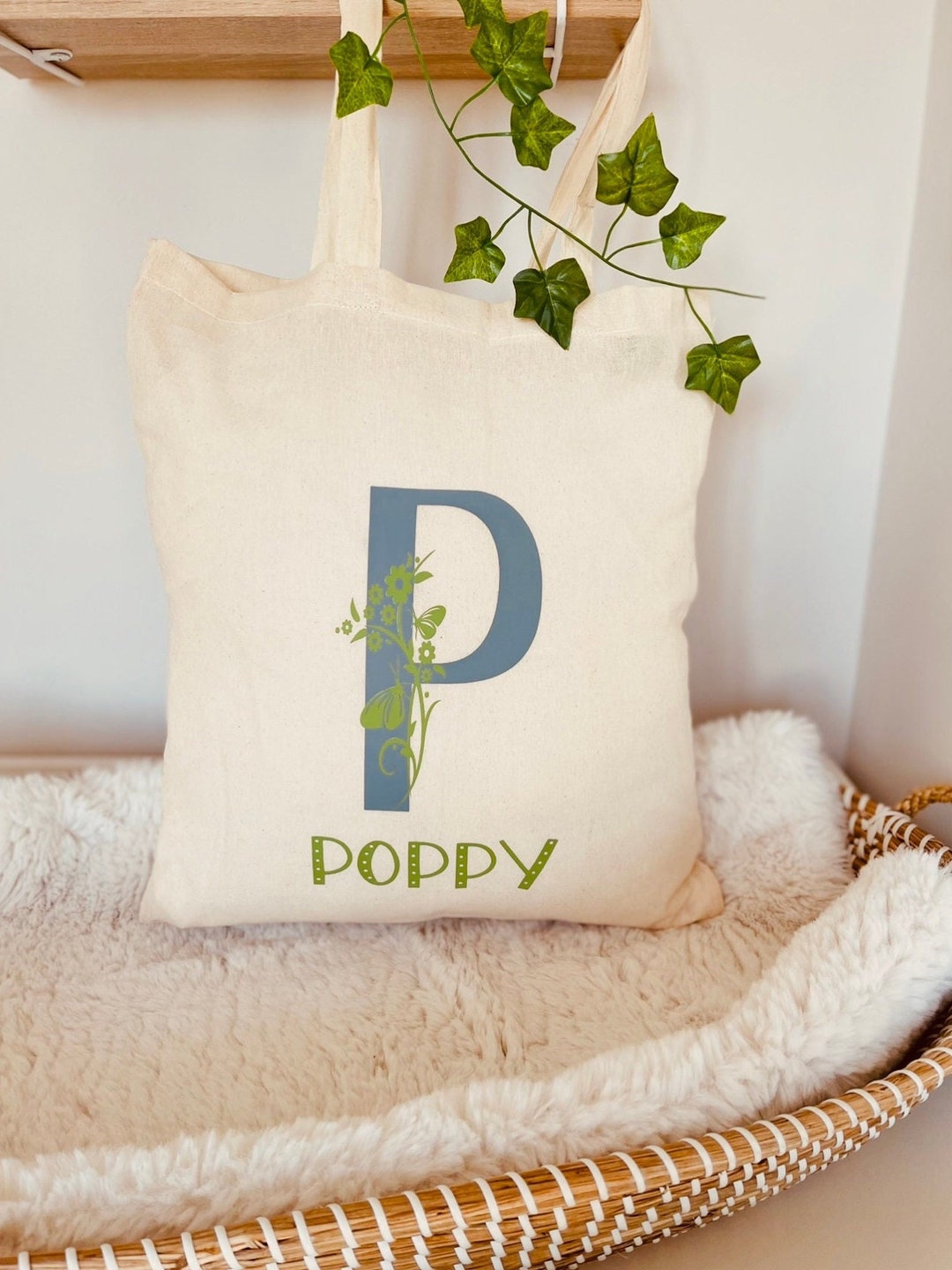 Children's Name Tote Bag, Custom Name Book Bag, Personalised Canvas ...