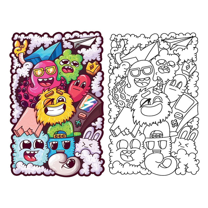 Doodle Coloring Pages for Adults, 3 Printable Pages, Cute Patterns and ...