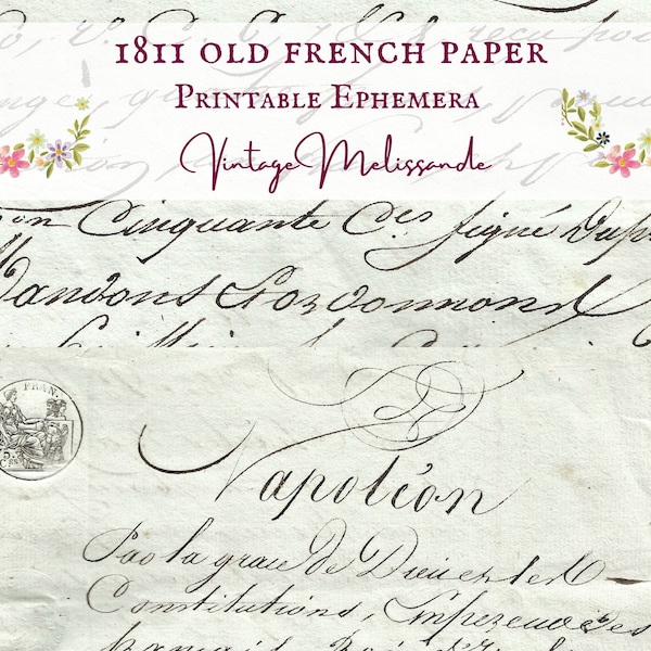 Assorted French Vintage Ephemera bundle 7, 35 Pieces, Printable Paper ...