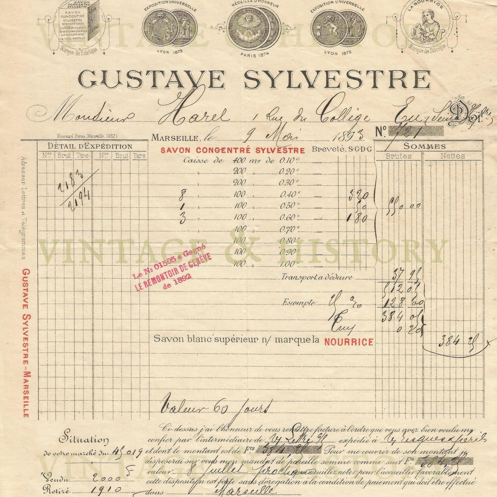 Enormous Bundle of French Receipts, 65 Pages, 1800s, Printable, Vintage ...