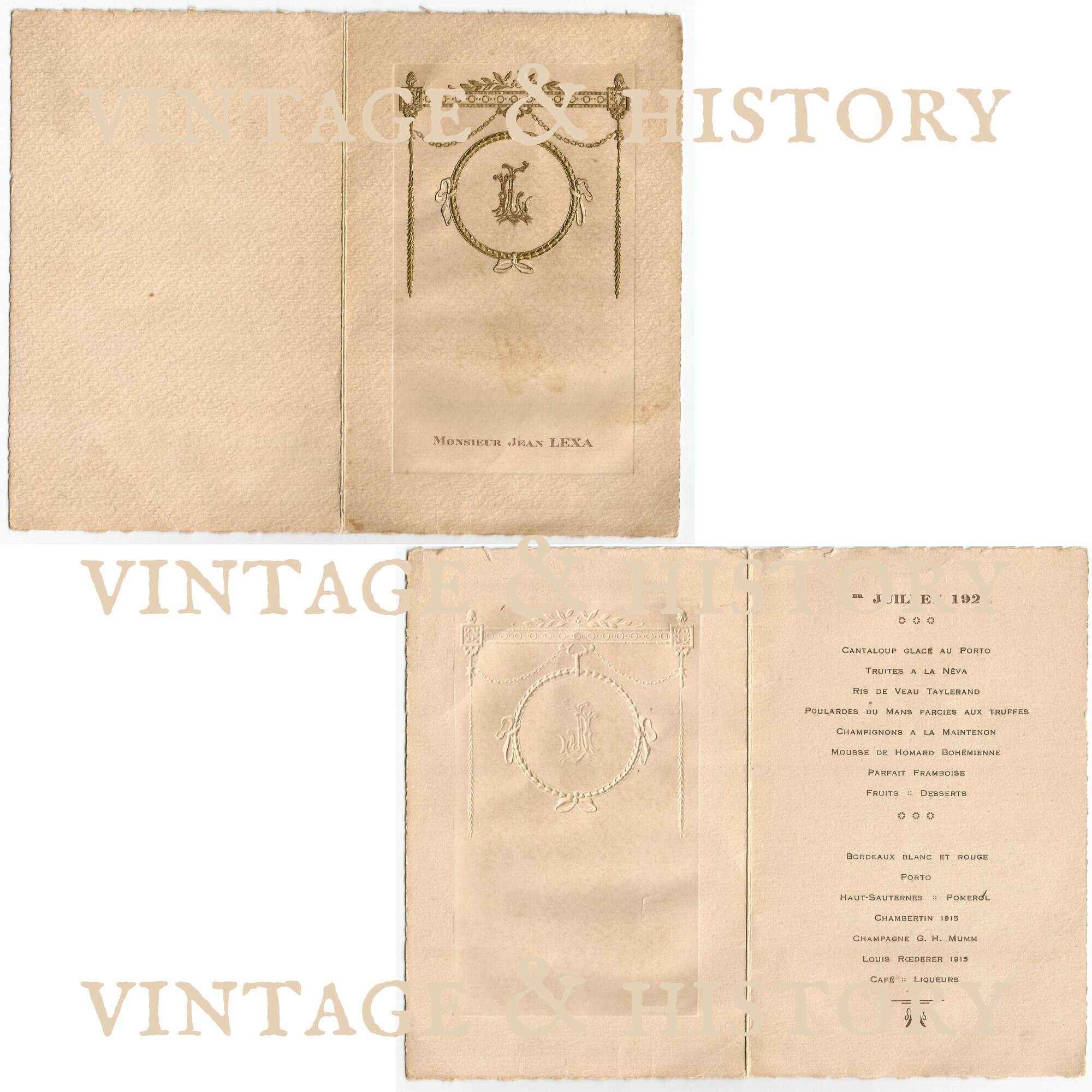 French Vintage Menus, Printable, Vintage, Ephemera, Digital, Journals ...