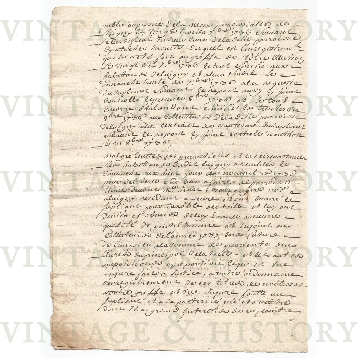 1740 Antique Handwritten French Document, Calligraphy, Printable Paper ...