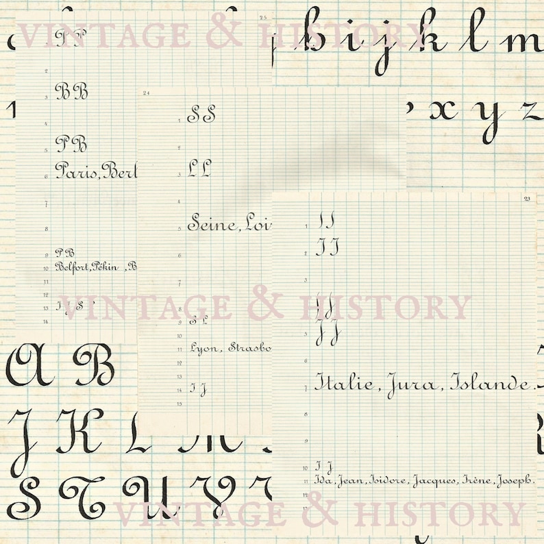French Handwriting Schoolbook, écriture Ronde Française, Printable ...