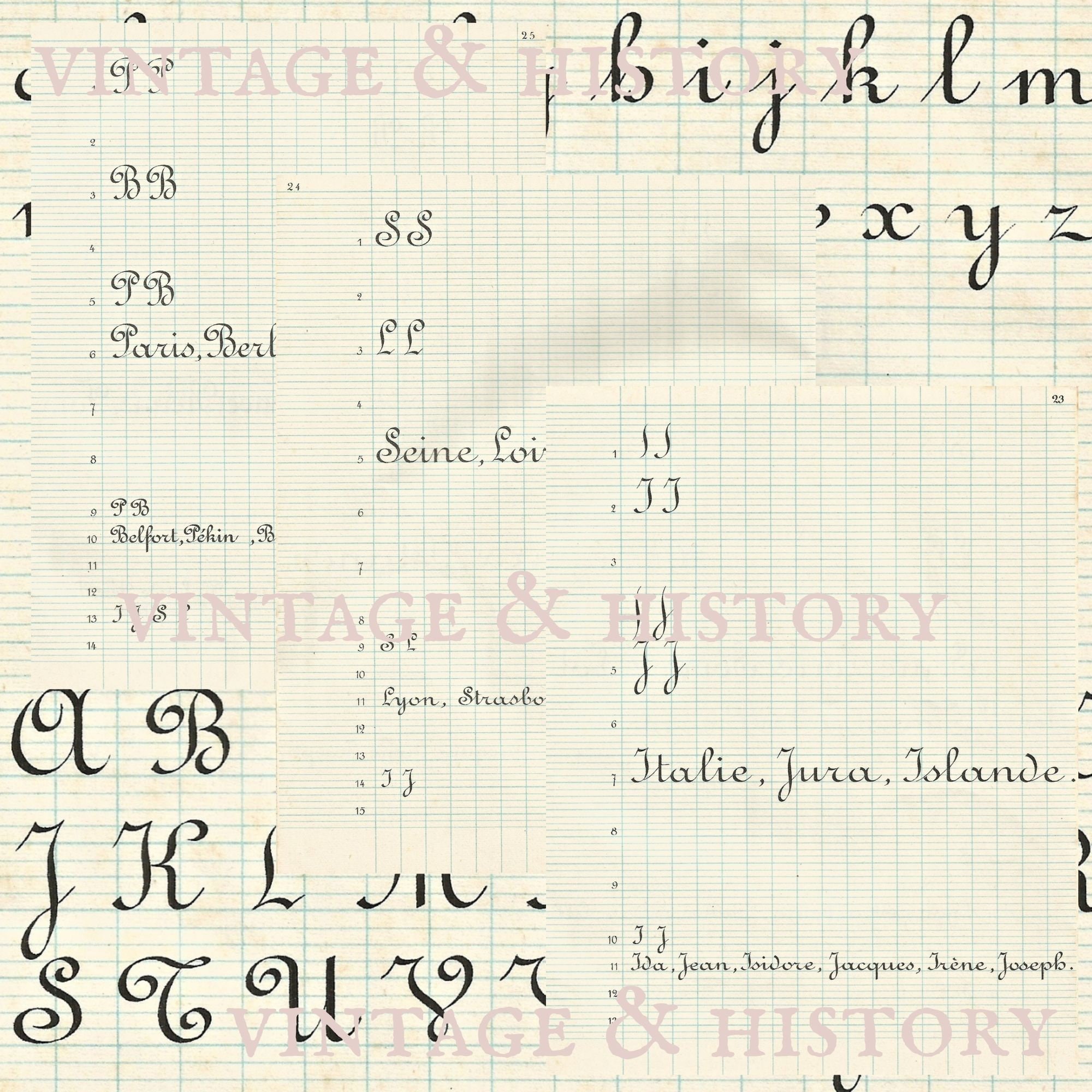 French Handwriting Schoolbook, écriture Ronde Française, Printable ...