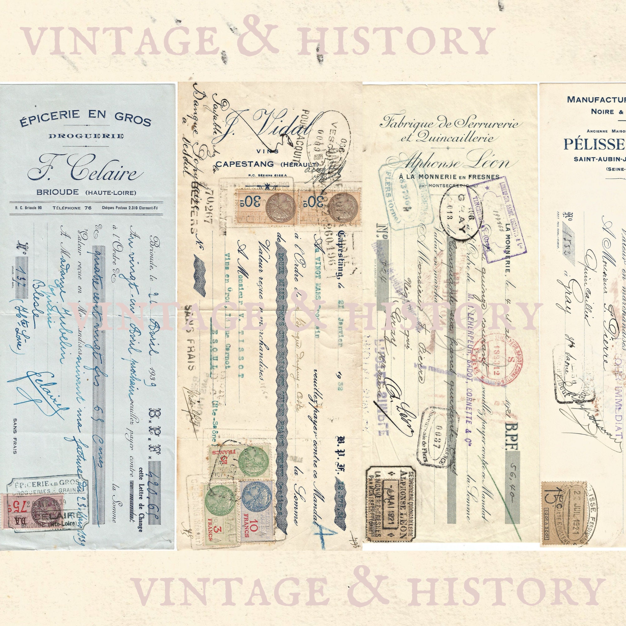 85 French Vintage Bills of Exchange From the 1900s, Lettres De Change ...