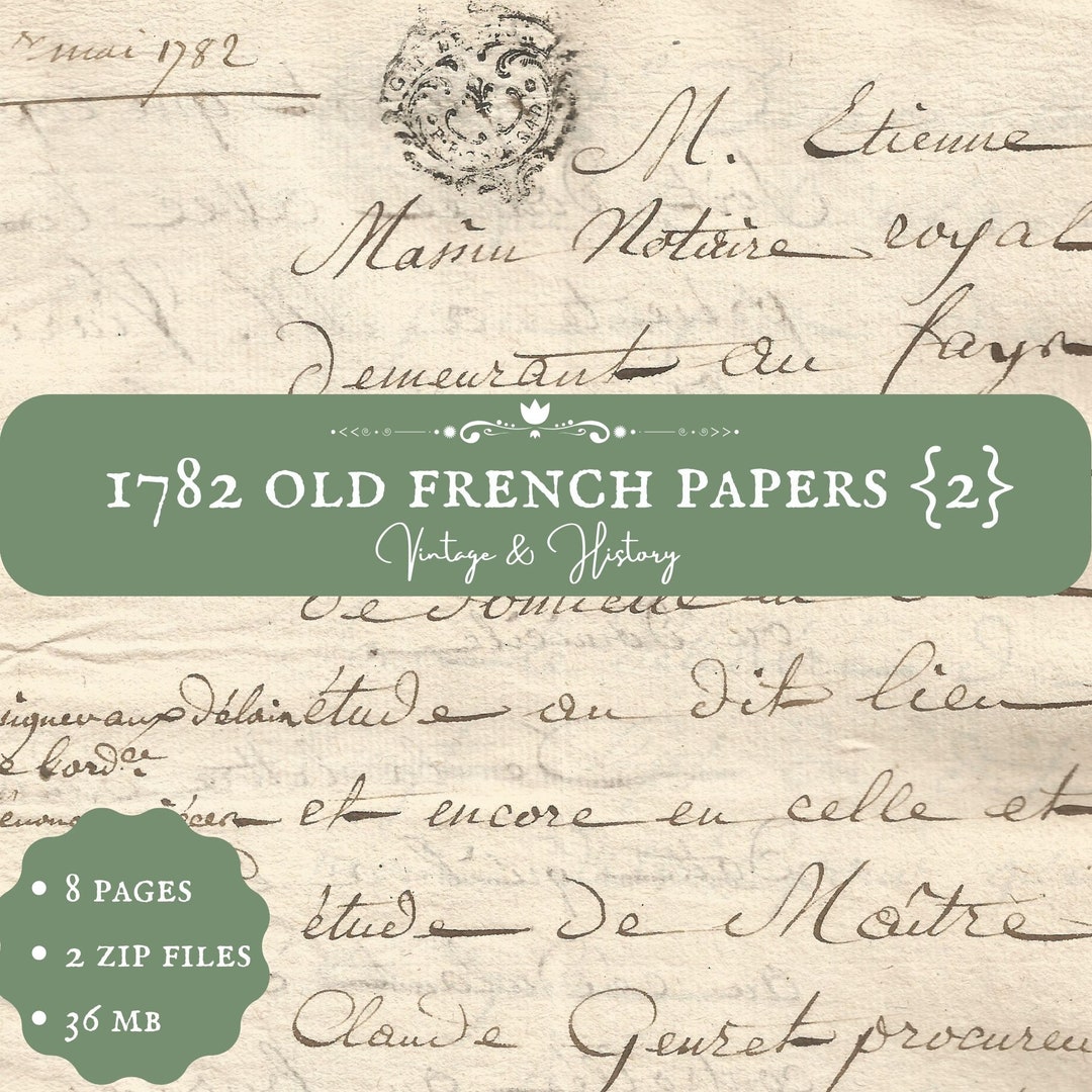 1782 Old French Document {2}, Printable, Digital Ephemera, Antique ...