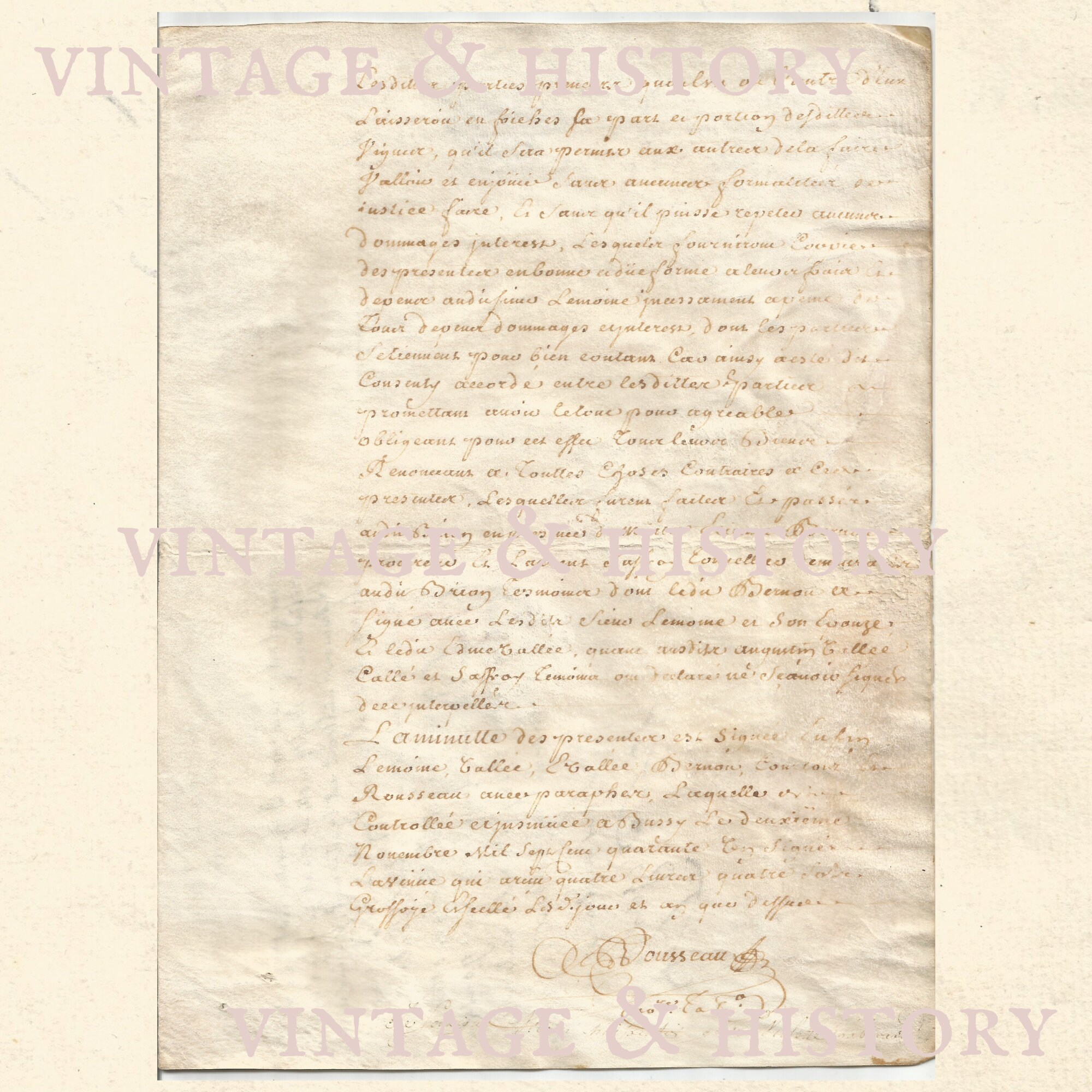 1741 Antique French Document, Printable, Digital Ephemera, Old Papers ...