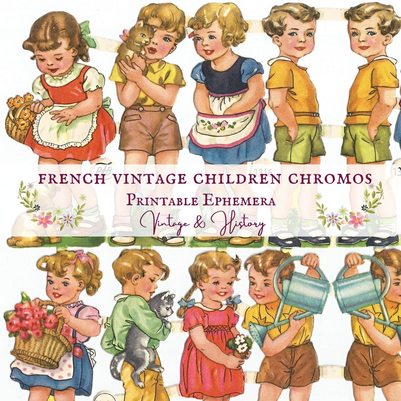 1950s Children Chromos, Les Enfants, French Printable Vintage, Ephemera ...