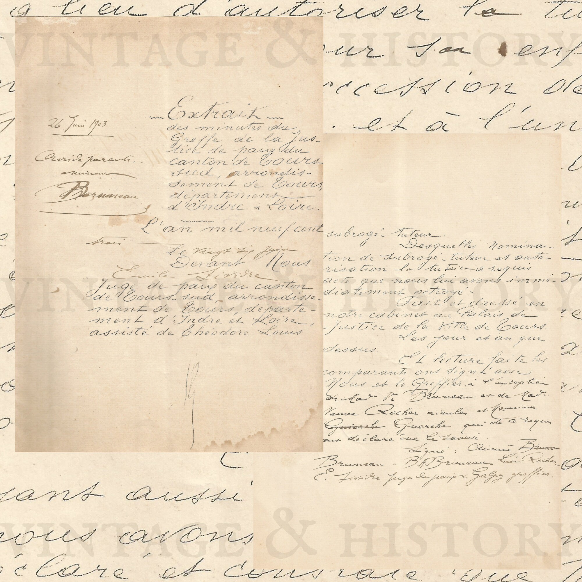 1903 Vintage Handwritten French Document, Calligraphy, Printable Paper ...