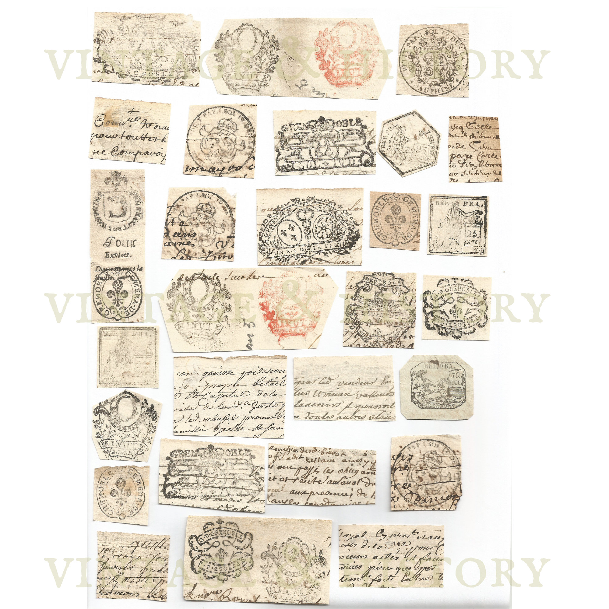 Printable Antique French Cachets 3, Stamps, Digital, Ephemera, Collage, Journal, Craft ...