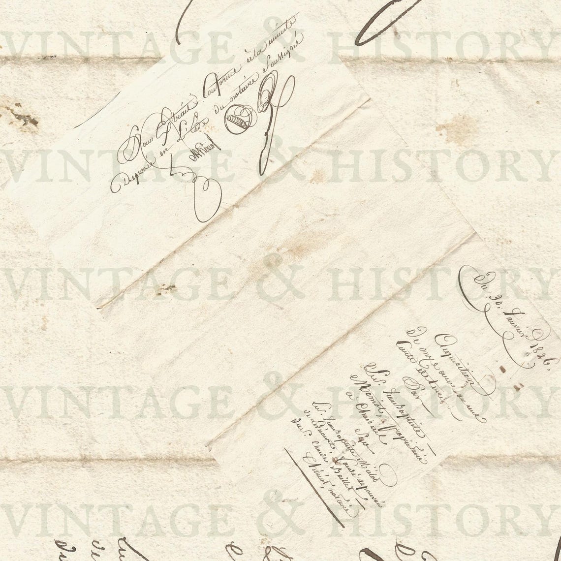 1826 Antique Handwritten French Document With Wonderful Calligraphy ...