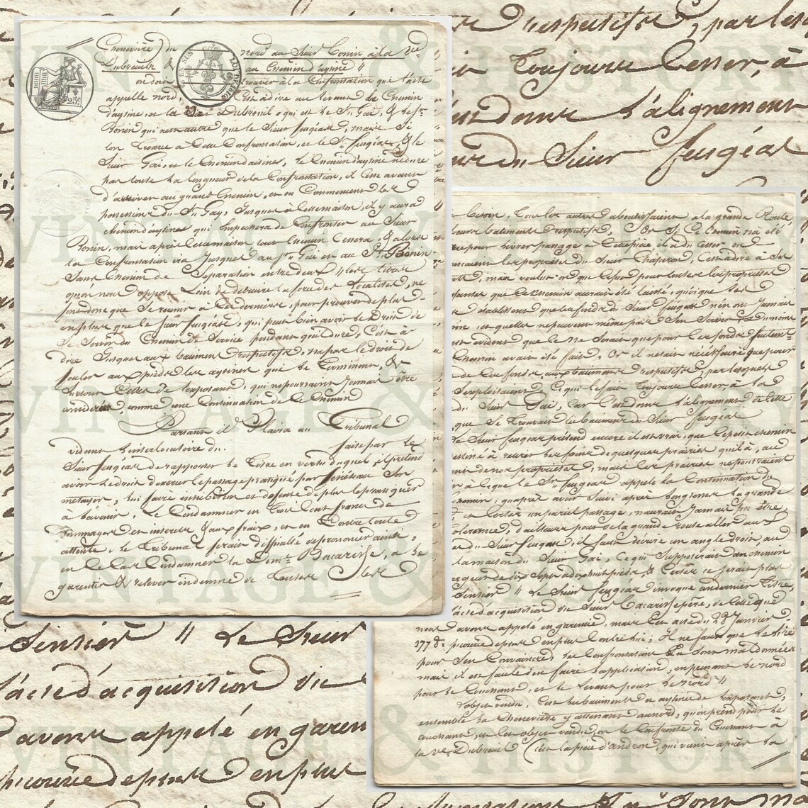 1817 {3} Antique Handwritten French Document, Calligraphy, Printable ...