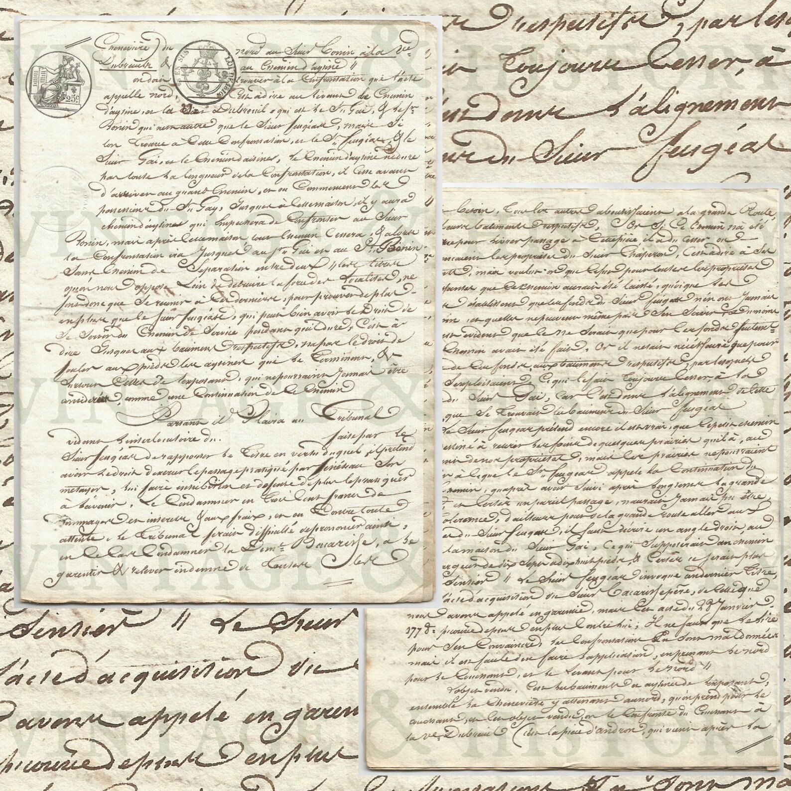 1817 {3} Antique Handwritten French Document, Calligraphy, Printable ...