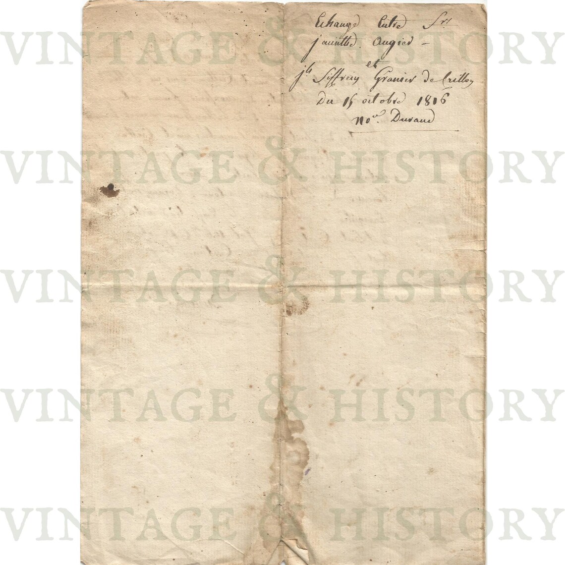 1816 {2} Antique Handwritten French Document, Calligraphy, Printable ...