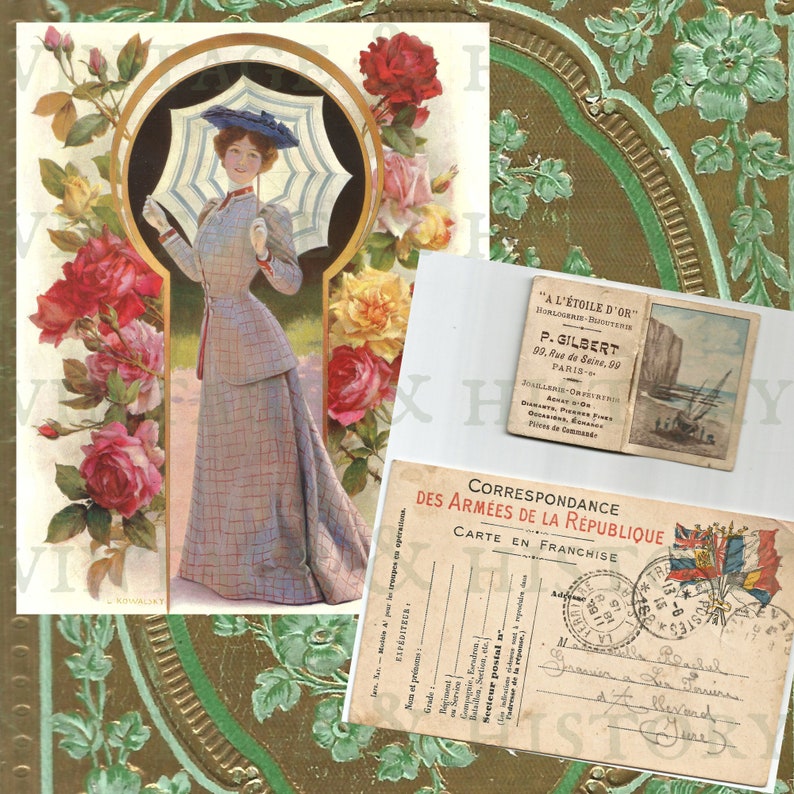 Assorted French Vintage Ephemera {bundle 7}, 35 Pieces, Printable Paper ...