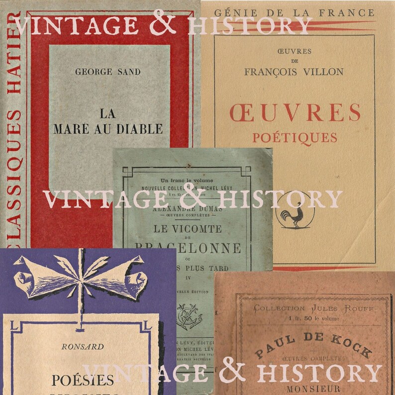 French Book Covers, Printable, Vintage, Paper Ephemera, Digital ...