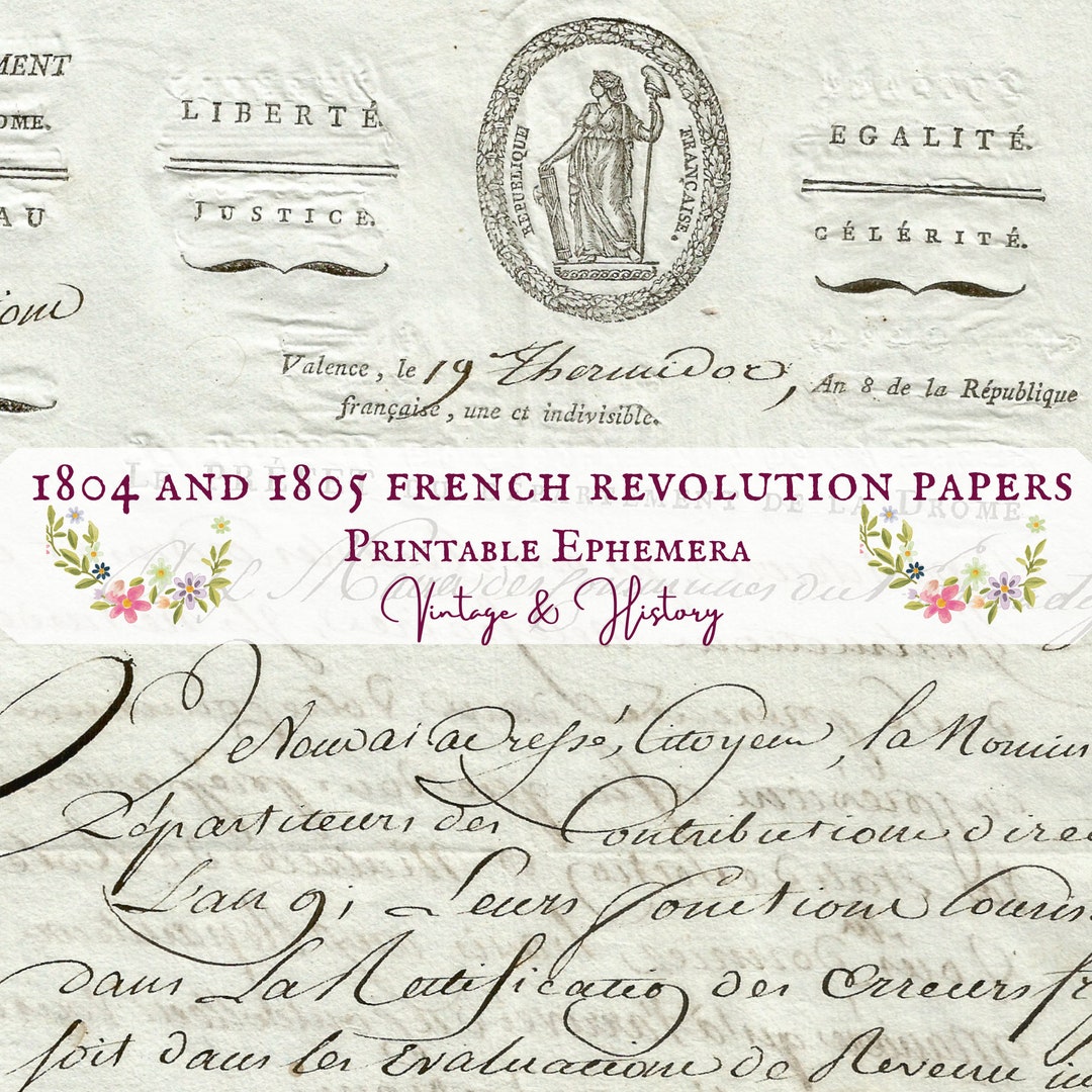 1804 and 1805 Revolutionary Papers, French, Handwritten, Calligraphy ...
