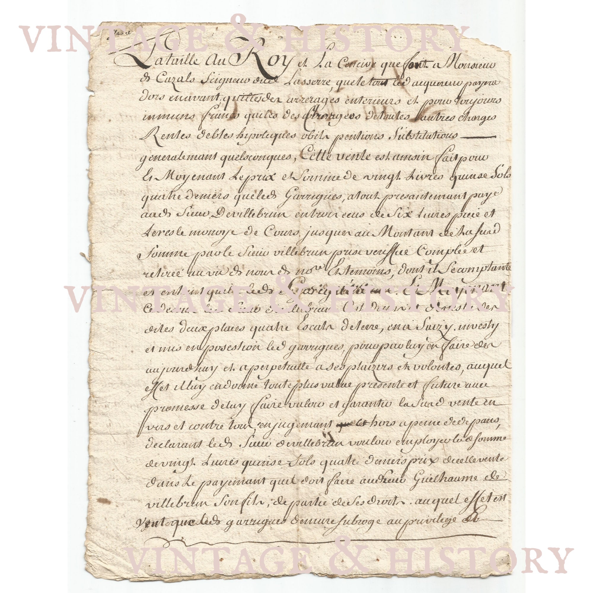 1766 Old French Document, Printable, Digital Ephemera, Antique Papers ...