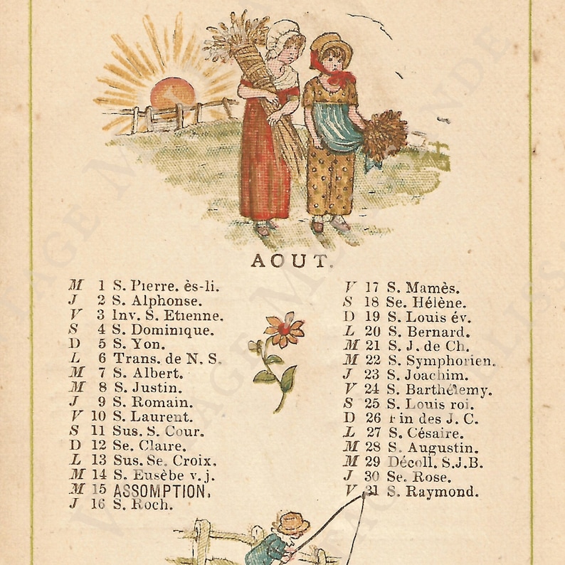 Kate Greenaway 1883 Almanac, Romantic, French, Printable Ephemera ...
