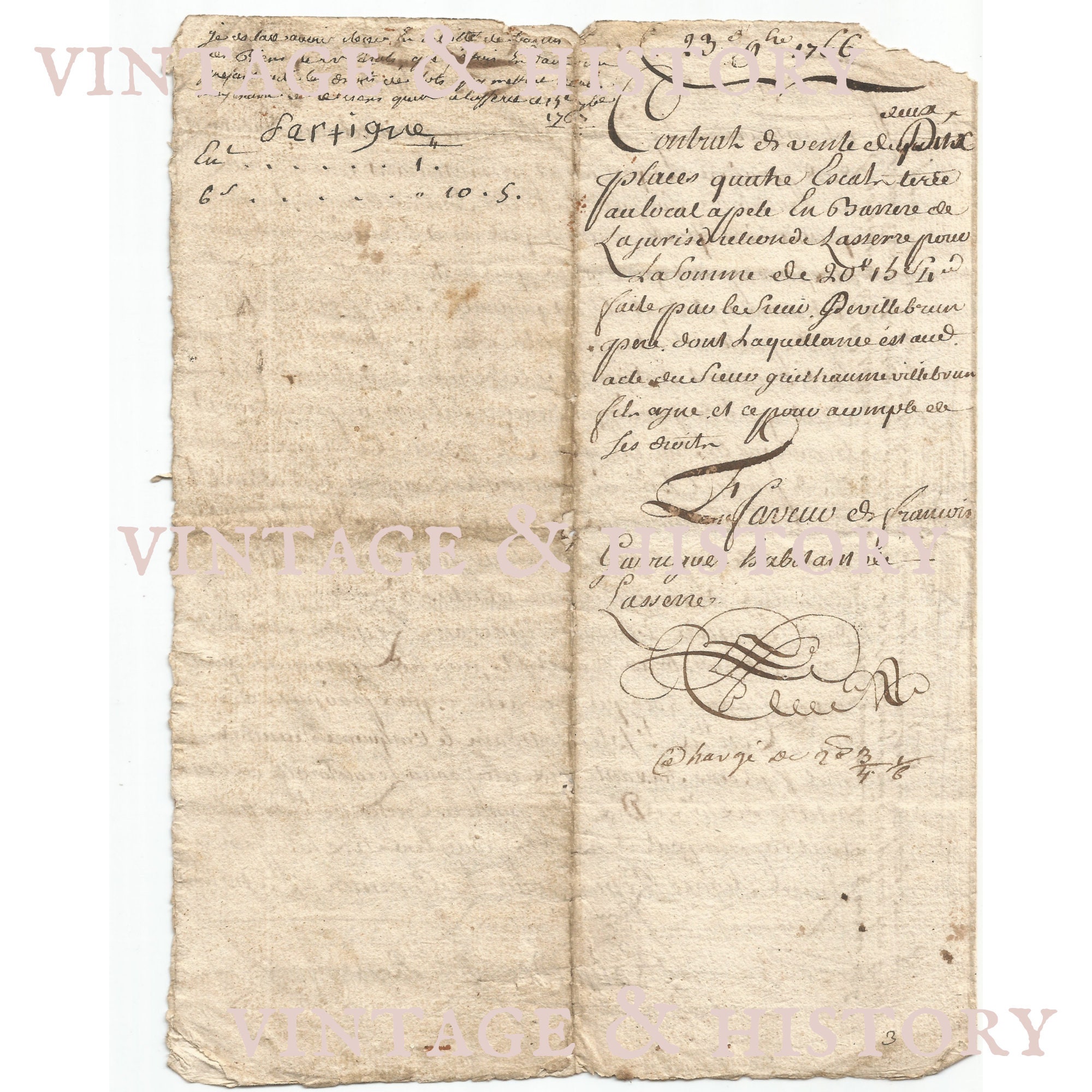 1766 Old French Document, Printable, Digital Ephemera, Antique Papers ...