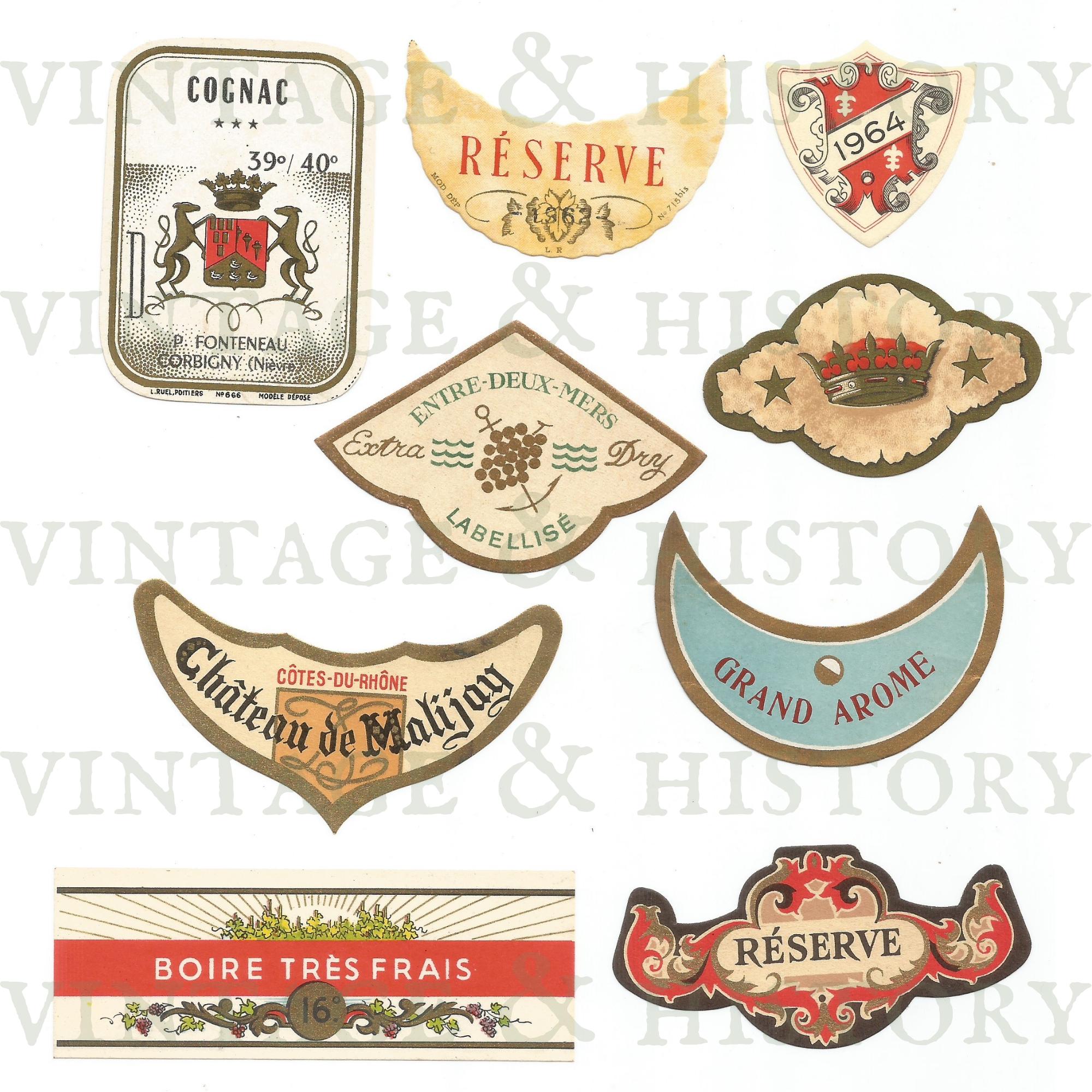Small French Vintage Wine Labels, Printable Vintage Paper Ephemera From ...