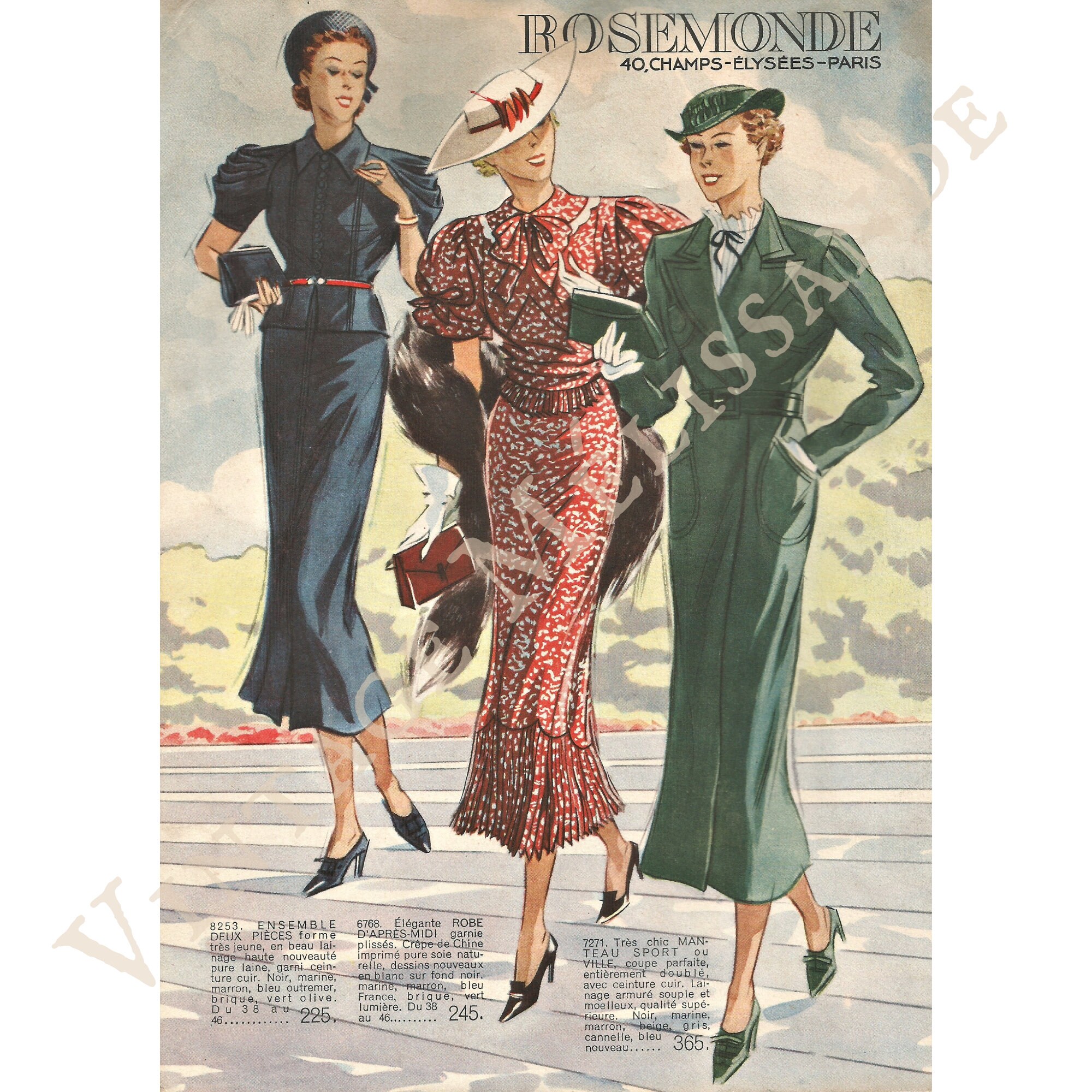 Summer 1937, Rosemonde Couture, Paris Fashion Magazine Catalogue ...
