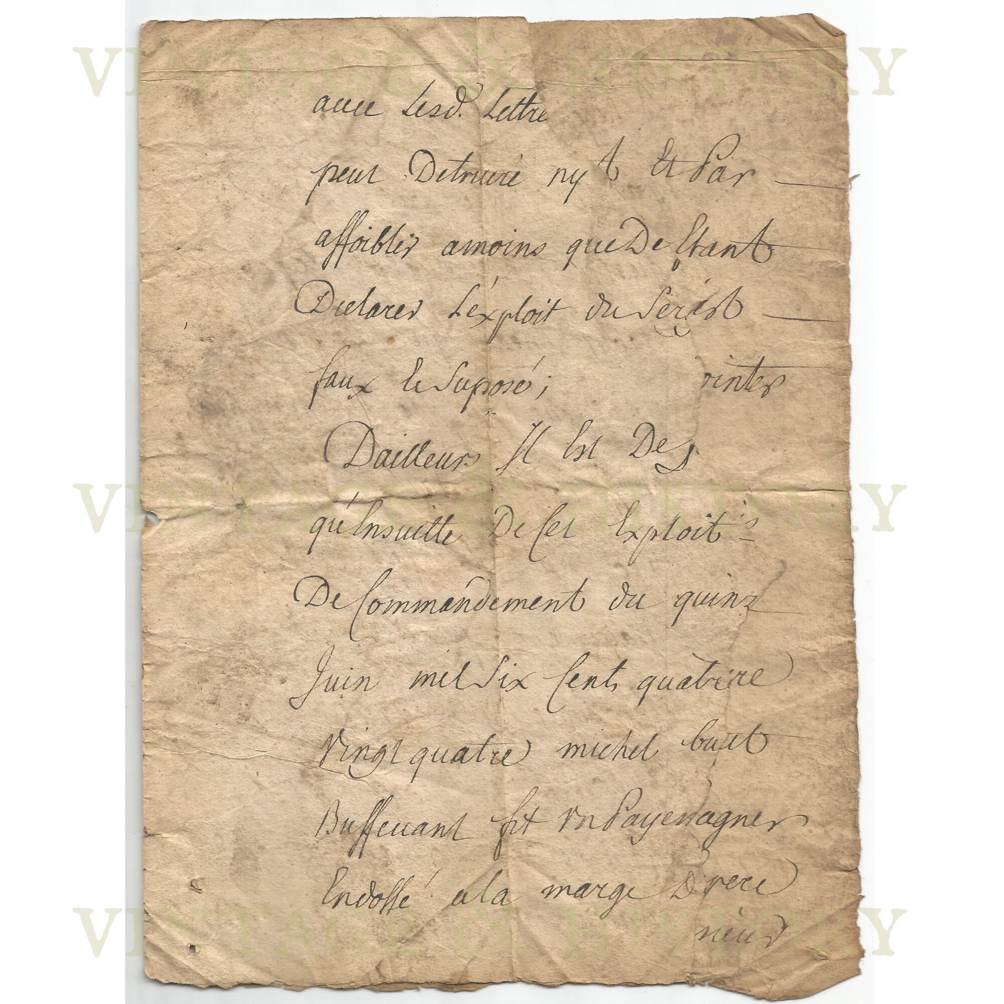 1684 Old French Paper, 17th Century, Handwritten, Calligraphy, Ink ...