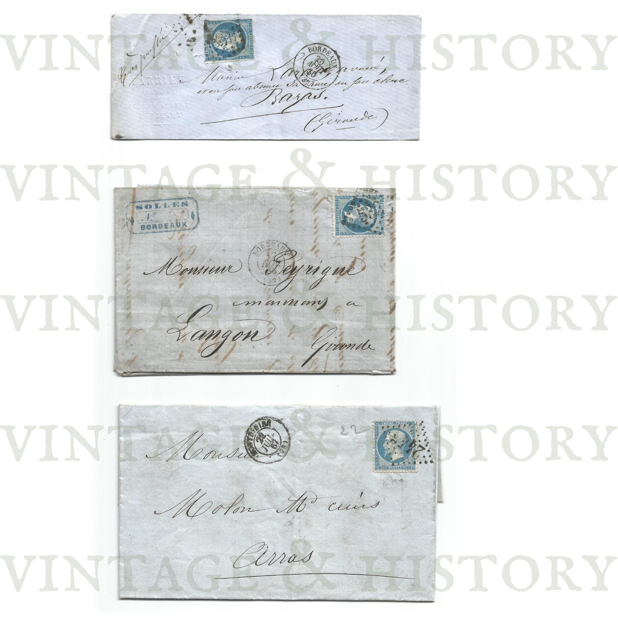 Letters in Shades of Blue With Stamps, 1800s, 19th Century, Printable ...