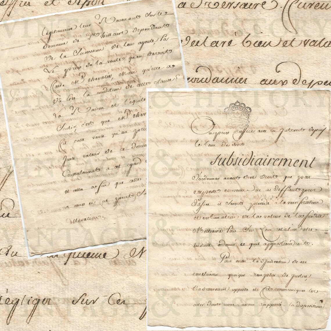 1784 Antique Handwritten French Document, Calligraphy, Printable Paper ...