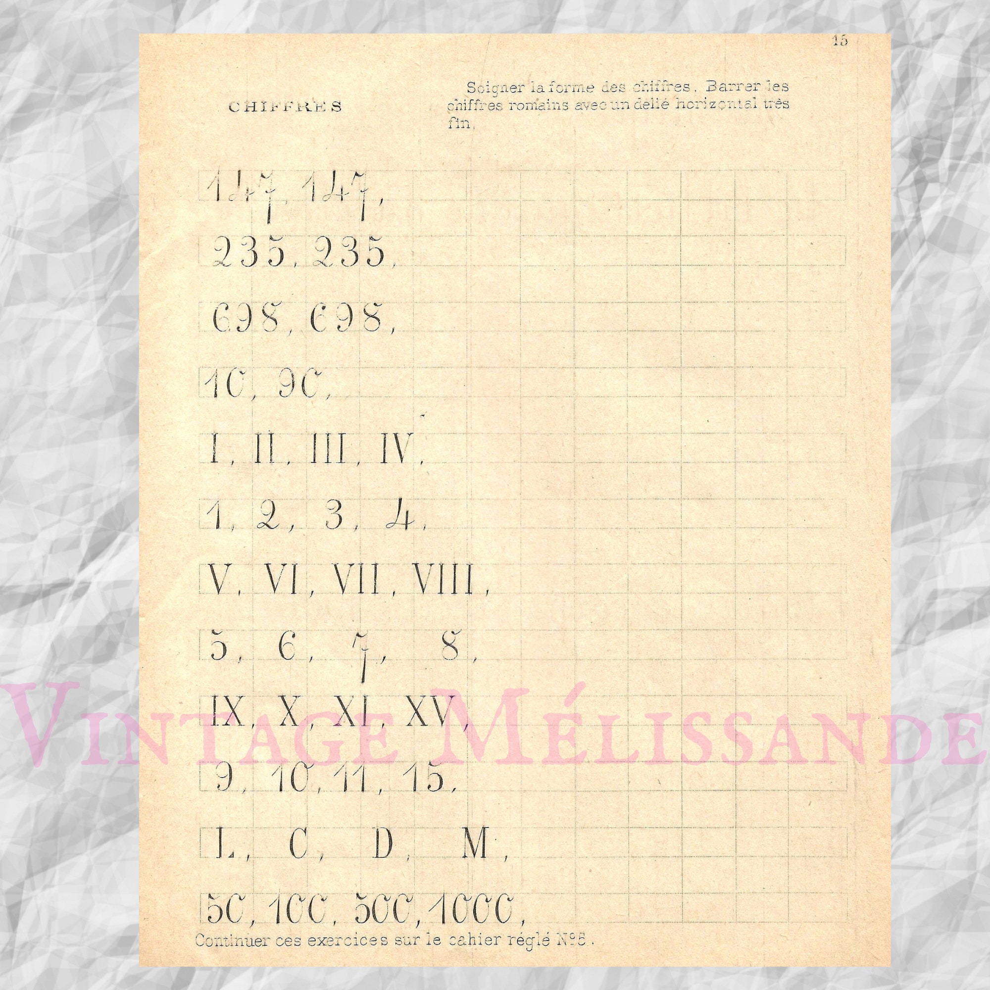 French Cursive Writing Practice Book, Printable, Vintage, Ephemera ...