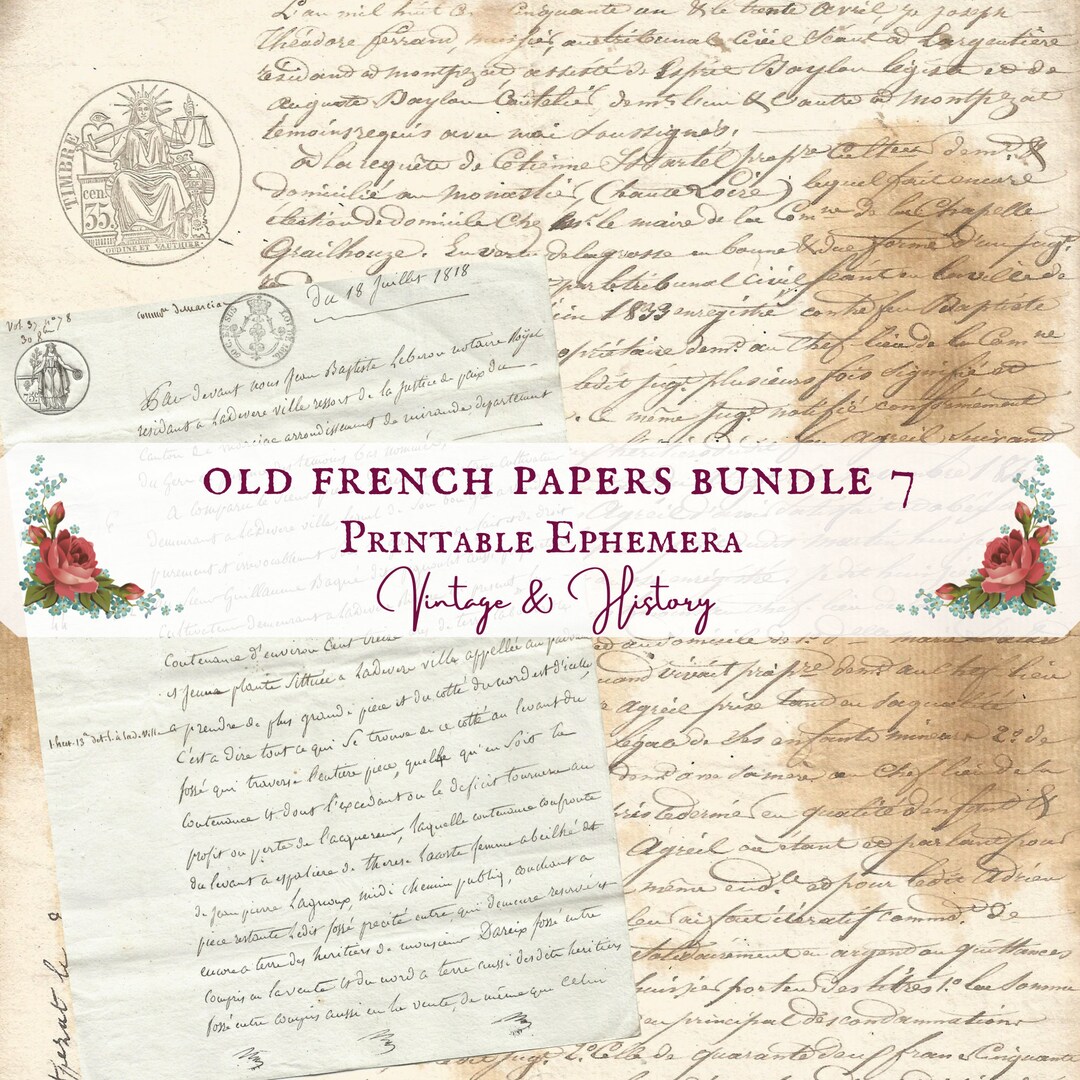 20 Page Bundle {7}, 1800s French Paper, Handwritten, Calligraphy ...